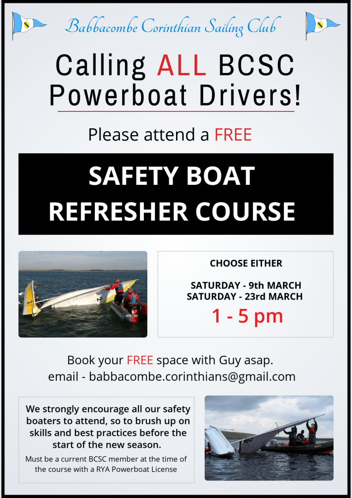 FREE Safety Boat Training – Babbacombe Corinthian Sailing Club